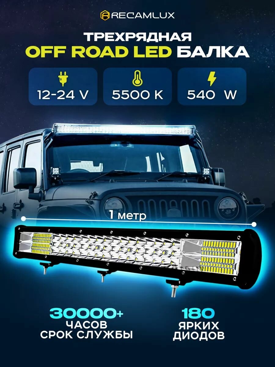 Светодиодные противотуманные фары, прожектор 180вт 12-24v
