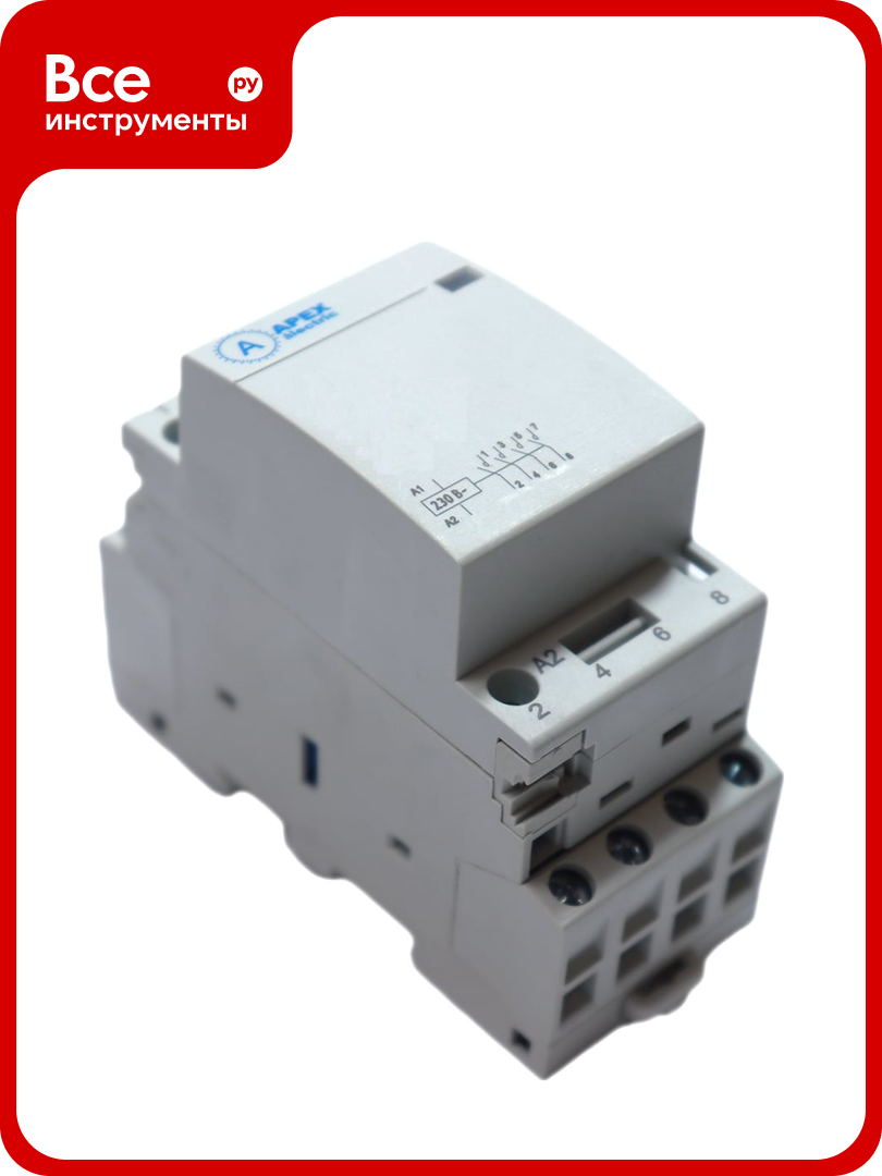 Контактор модульный APEX КМ 20А NО+NC (2 мод.) 220В AC DC21323, 50 г, пластиковая