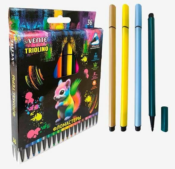 Набор фломастеров deVENTE Triolino, 36 цветов, вентилируемые колпачки