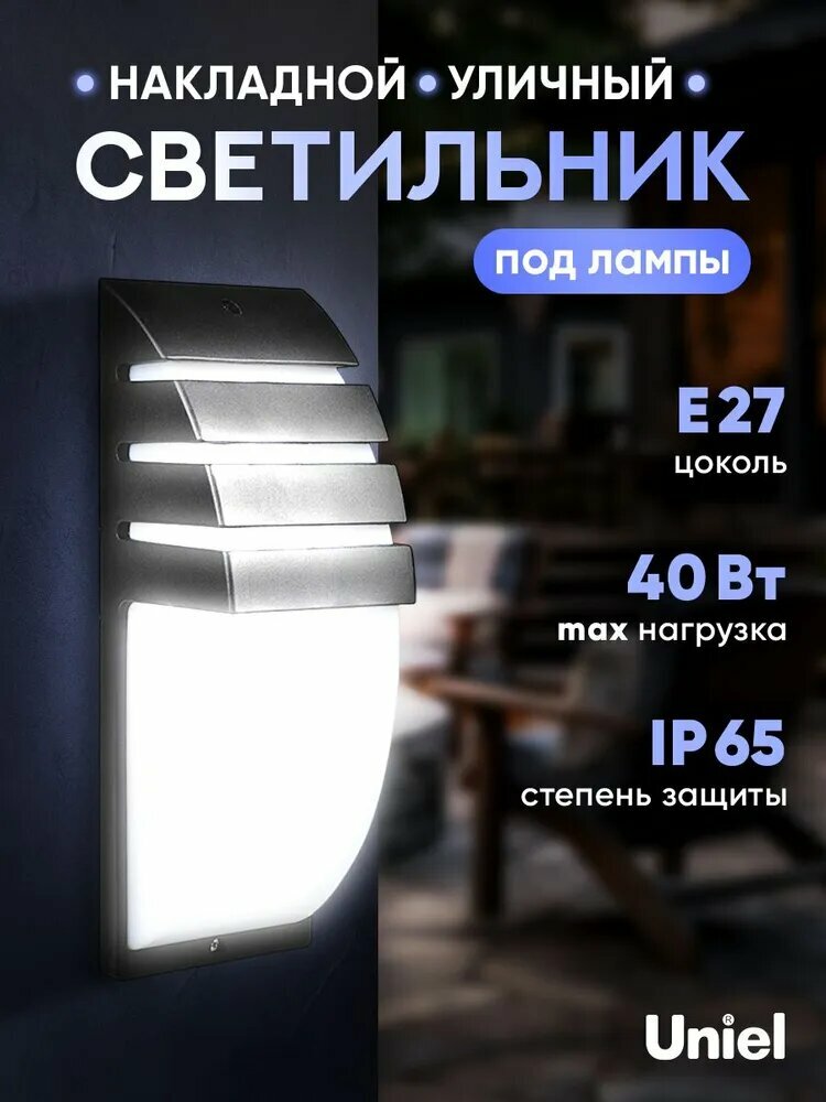 Светильник Uniel UUL-S41A, IP65, E27, уличный, настенный, черный, 40Вт