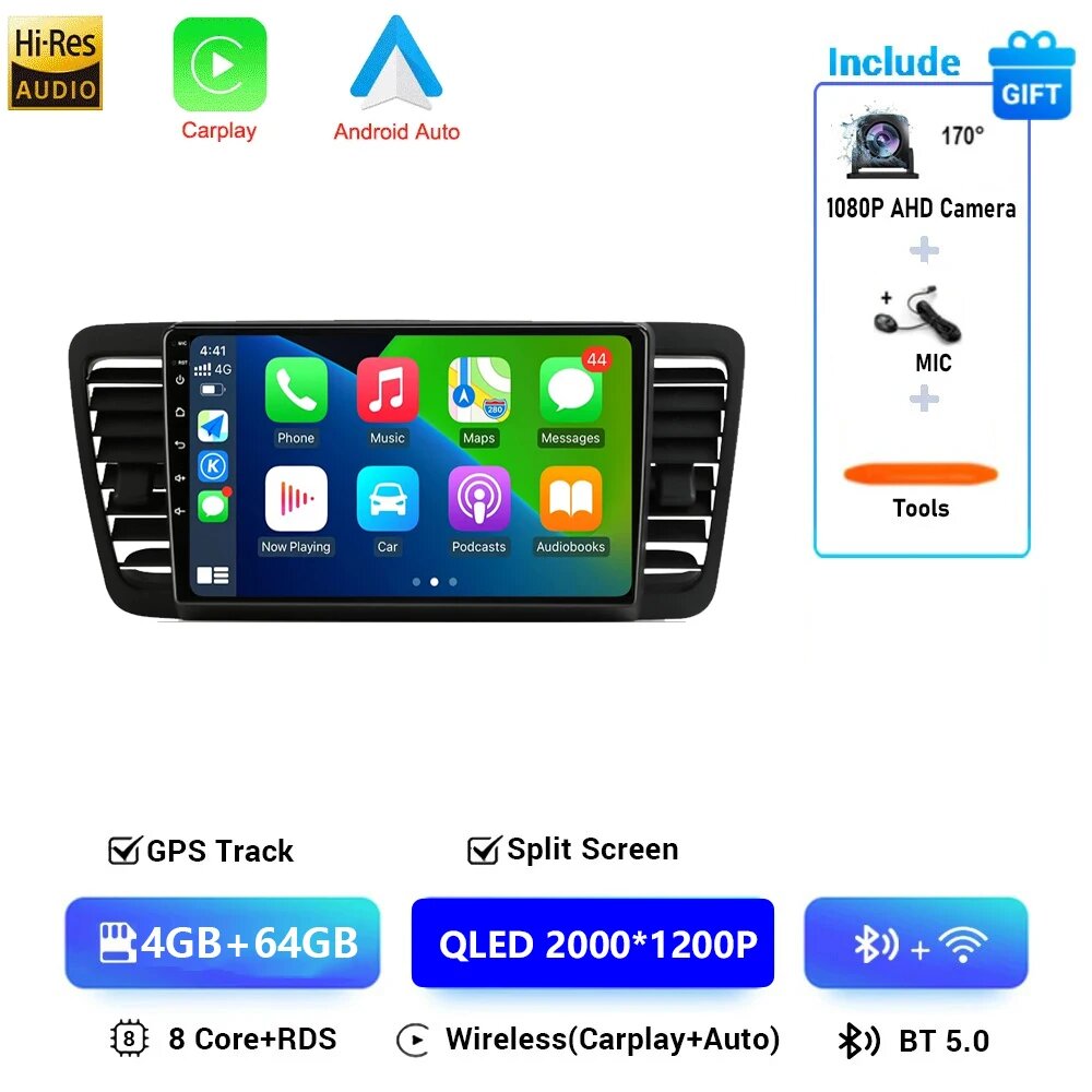 Android 16 для Subaru Outback 3 Legacy 4 2003-2009 LHD 2K QLED Android Автомобильный 4G-64G CAM