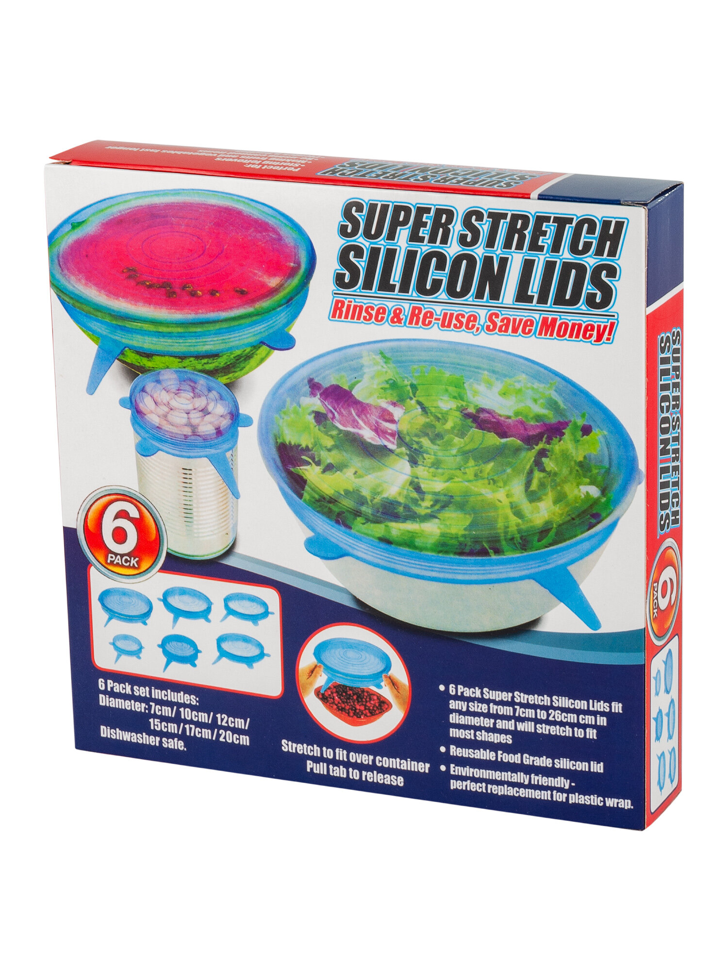 Набор силиконовых растягивающихся крышек для посуды Mirus Group — 6 шт, универсальные заглушки для хранения продуктов