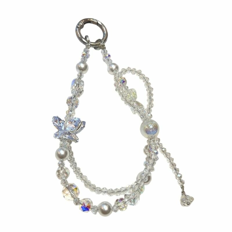 Элегантный брелок из бисера с цепочкой для телефона, Белый