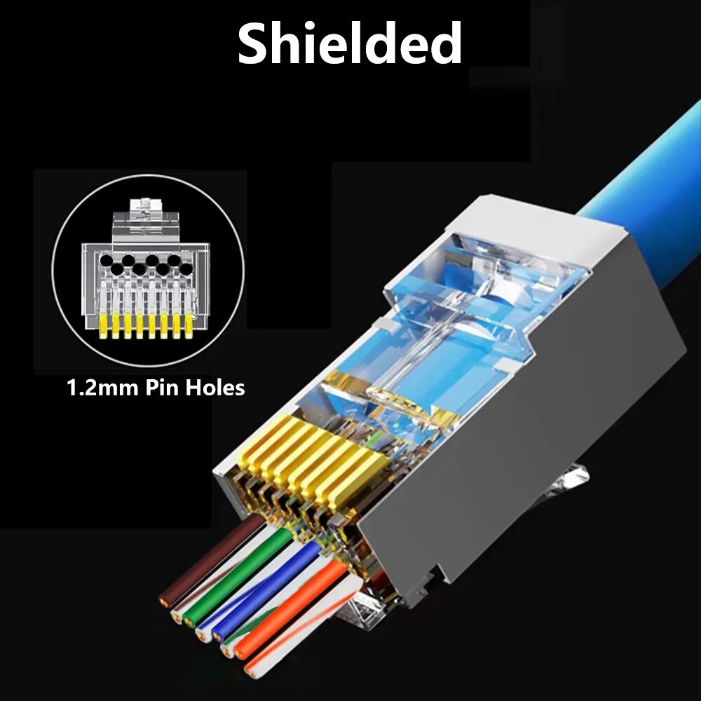 ZoeRax RJ45 проходной разъем 3-контактный 8P8C 100PCS, OD 1.2mm STP