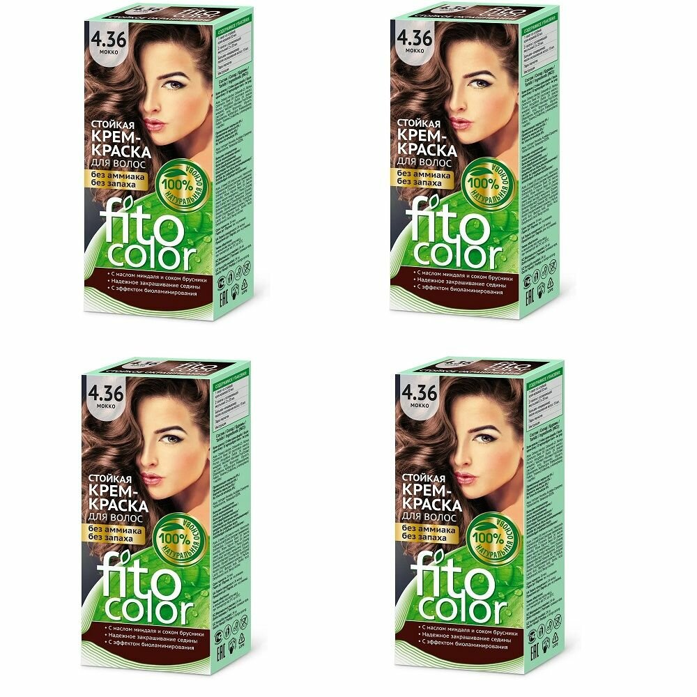 Стойкая крем-краска для волос Fitocolor, 4.36 Мокко, 115 мл, 4шт
