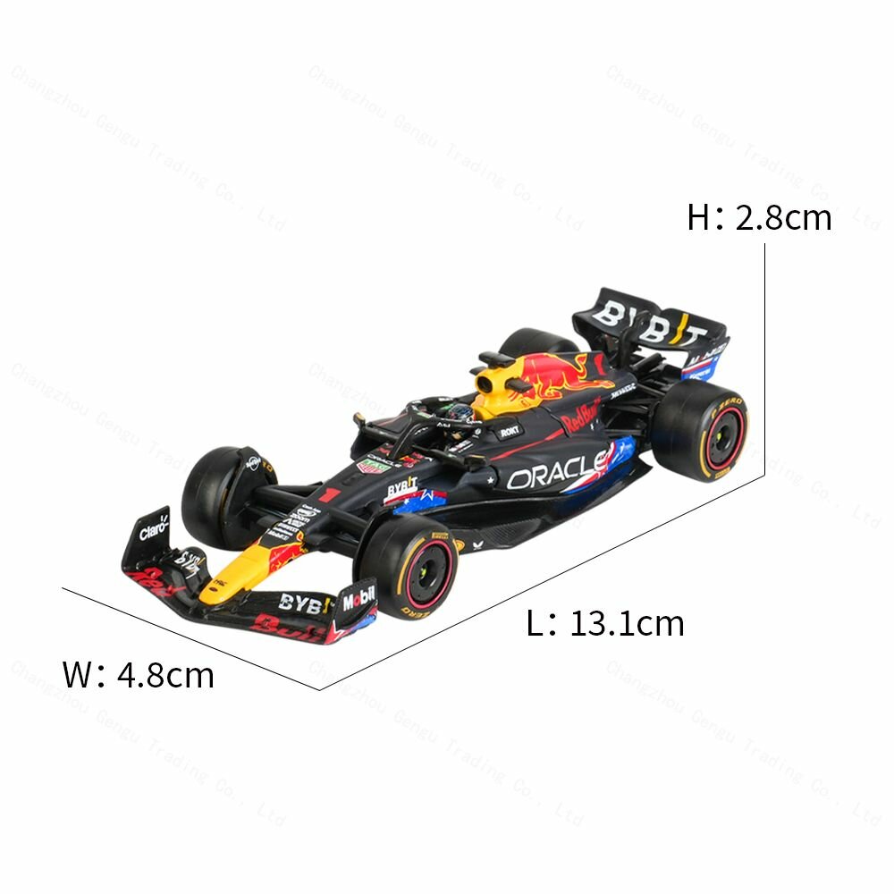 Акриловая прозрачная коробка 1:43 2023 Red Bull RB19 Майами Формульный болид Формулы-1, Литые под давлением автомобили, коллекционная модель гоночных игрушек