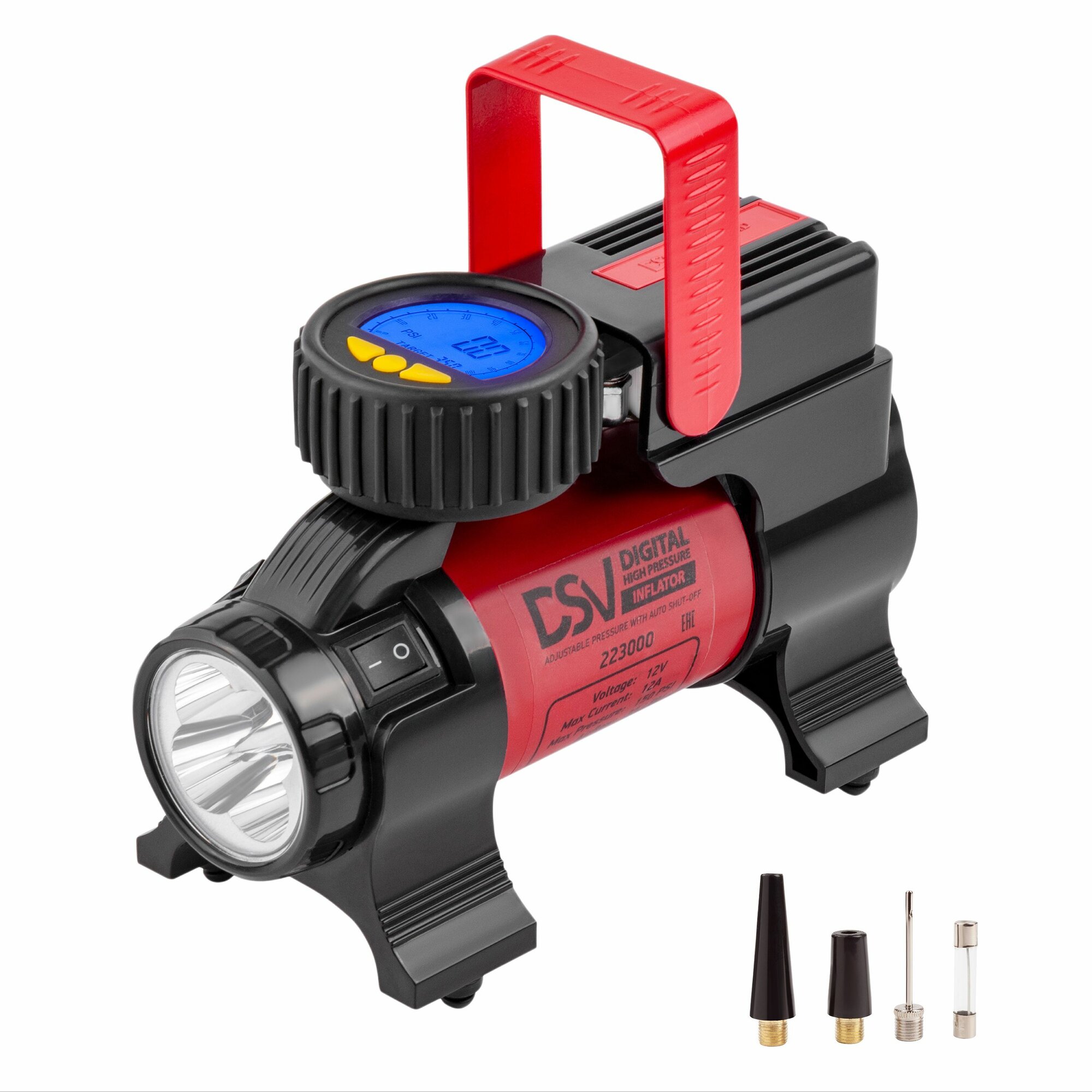 Компрессор автомобильный "DSV" Smart, с LED фонарем 35 л/мин