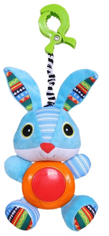 Развивающая подвеска для кроватки и коляски Biba Toys «Зайка Брюс» WF191 с погремушкой, зеркалом и контрастными элемента