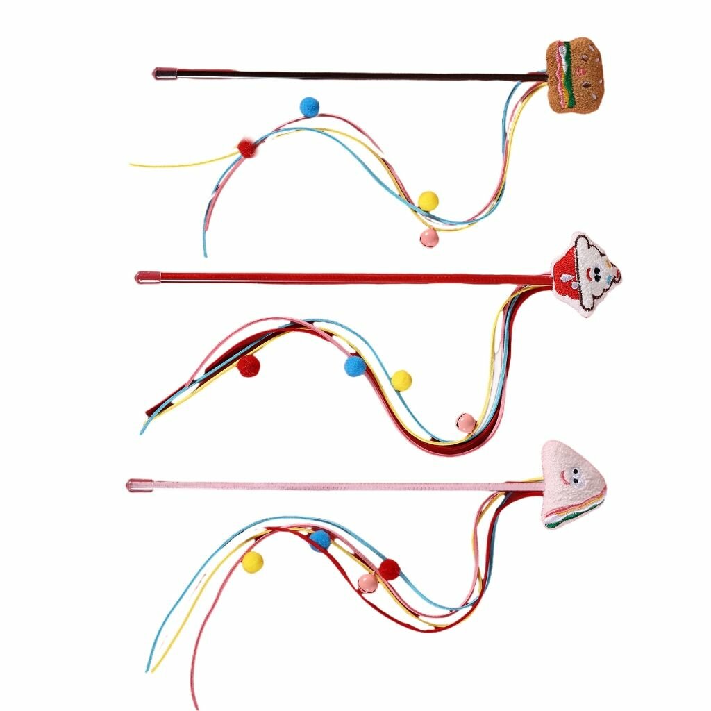 Мультяшная плюшевая кисточка из 3 частей для вокала funny cat pole-set one