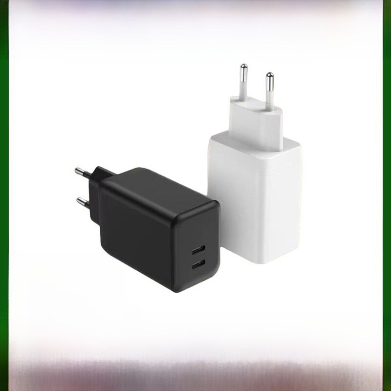 GaN 35W Двойной USB-C PD Быстрая зарядка для Apple iPhone 15 Pro, Samsung Galaxy, iPad - Европейская розетка