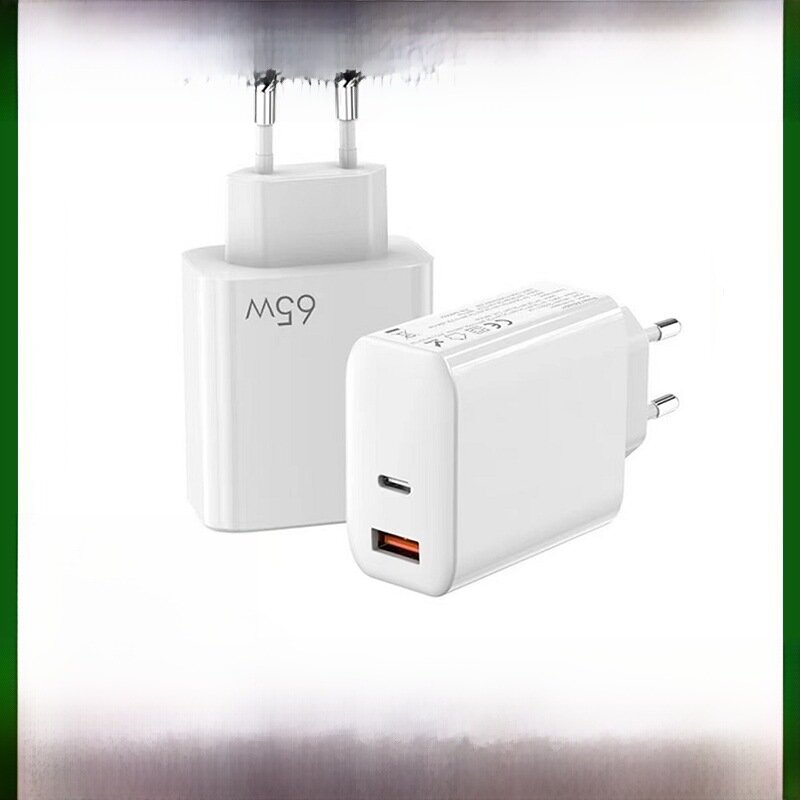 Белый европейский разъем PD6W GaN двойной USB-C и USB-A зарядное устройство для Apple Samsung ноутбуков