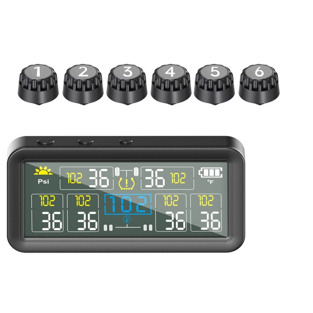 6-Колесный Датчик TPMS С Солнечной Зарядкой И функцией сигнализации