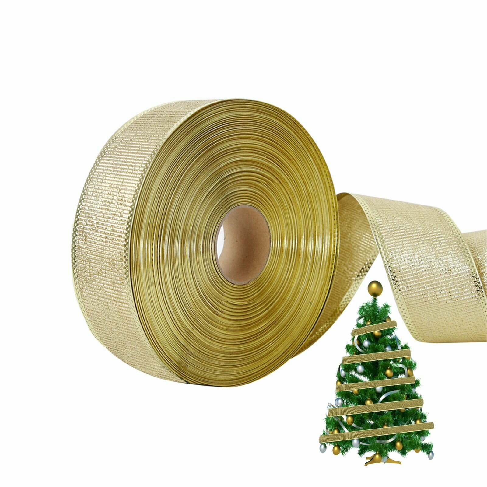 Лента для рождественского украшения, золотисто-красная имитация конопли, рулон длиной 2 метра, подарочное украшение