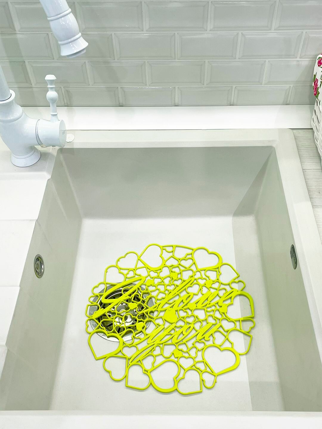 Решетка в раковину круглая 30см/Коврик цветной для мойки на кухне/Подложка для раковины