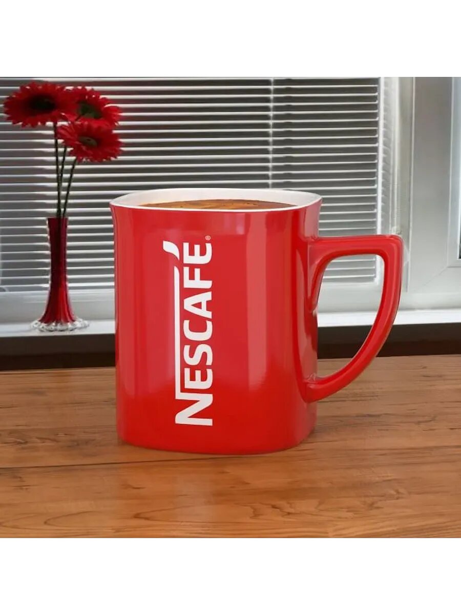 Кружка "Nescafe" классическая, керамика, 260мл, красная, в фирменной упаковке