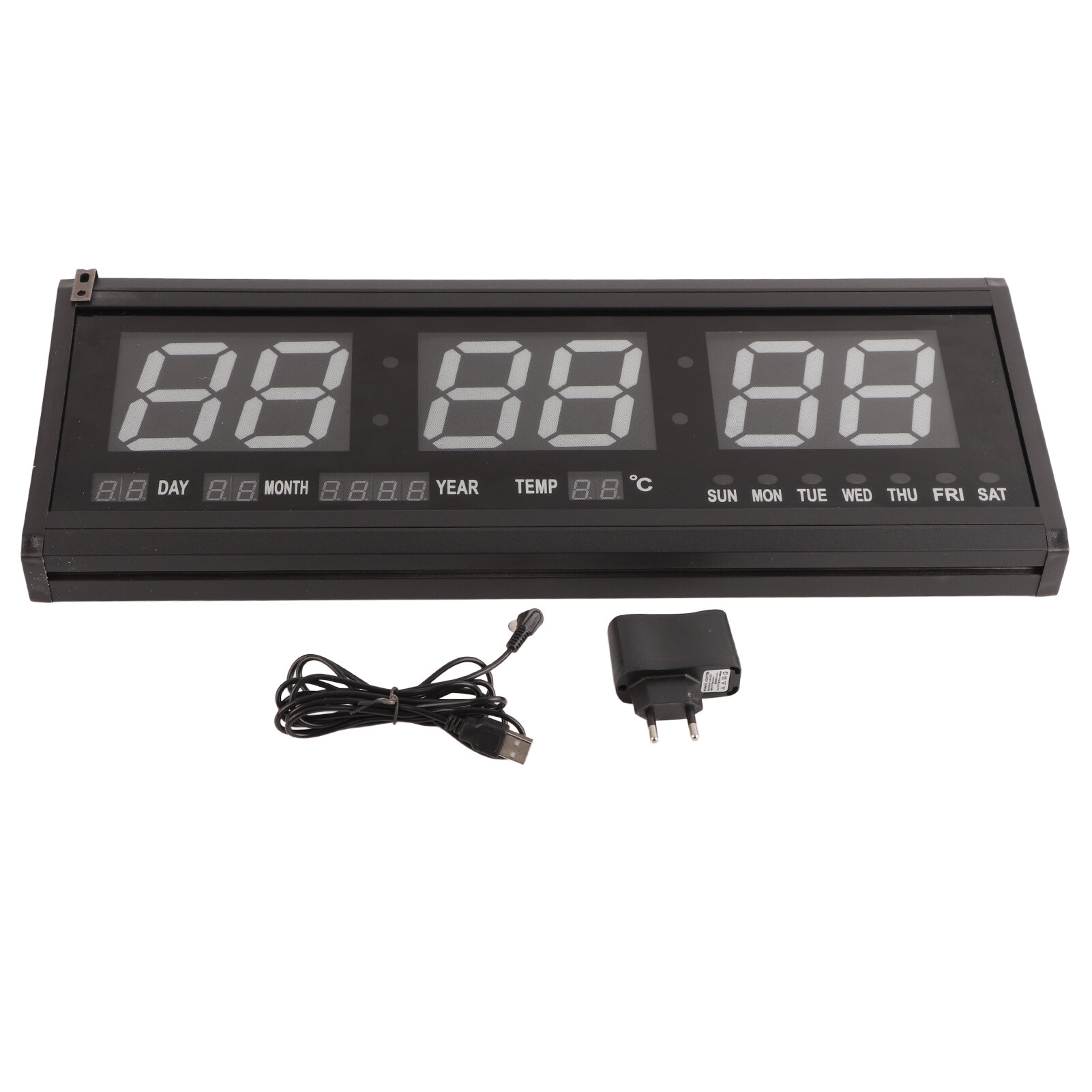 Large Modern LED Digital Wall Clock Date Temperature 24 Or 12 Hour Office