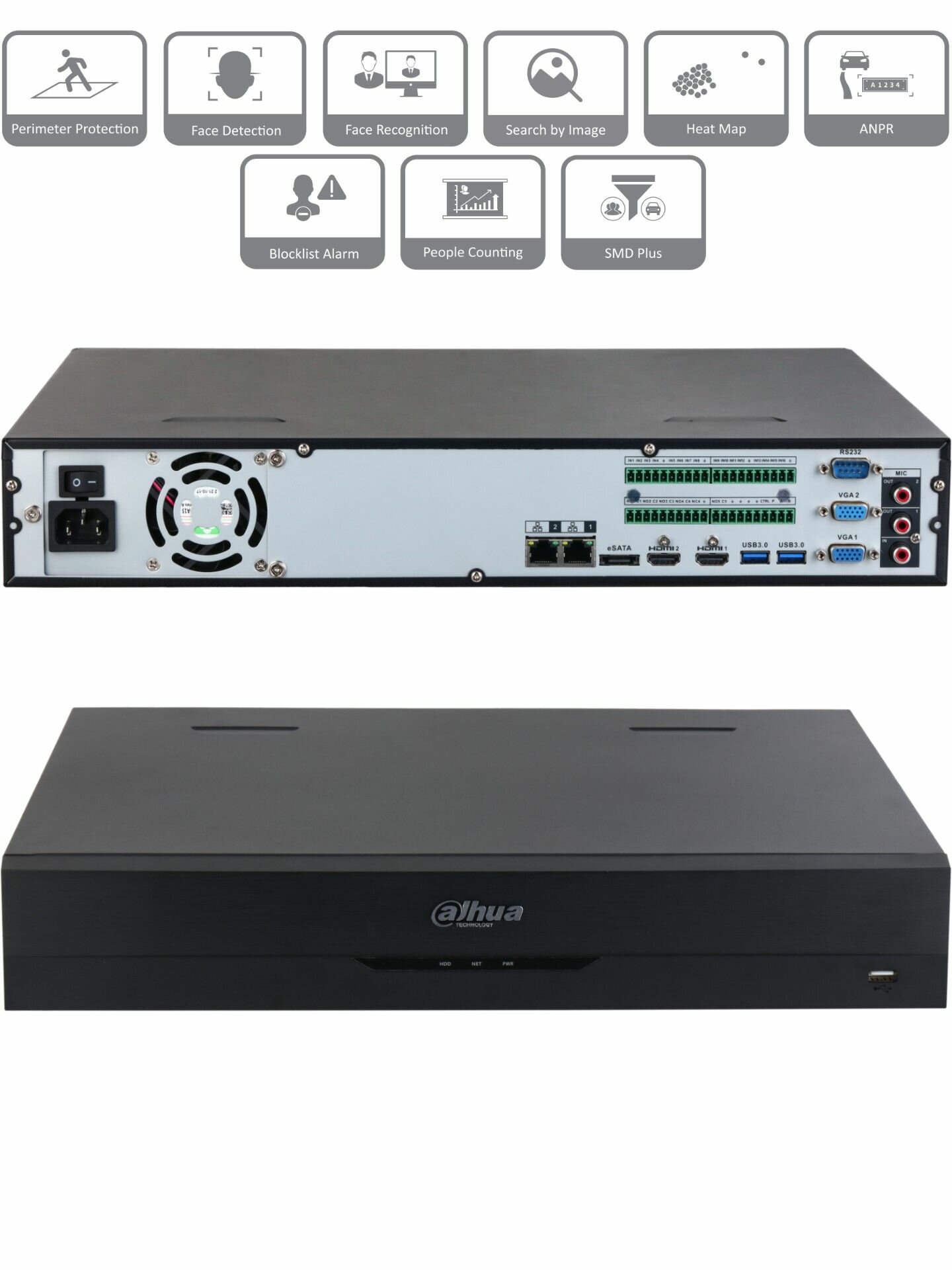 Dahua DH-NVR5432-EI - 32 канальный видеорегистратор IP для камер видеонаблюдения, NVR регистратор сетевой, H.265+/H.265