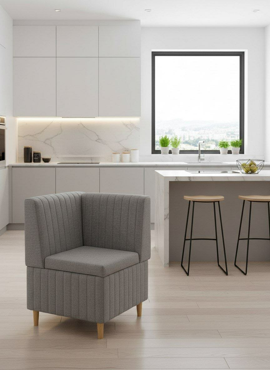 Уголок кухонный мини модульный, с вместительным ящиком для гостиной, зала, кухни, спальни, серый на ножке