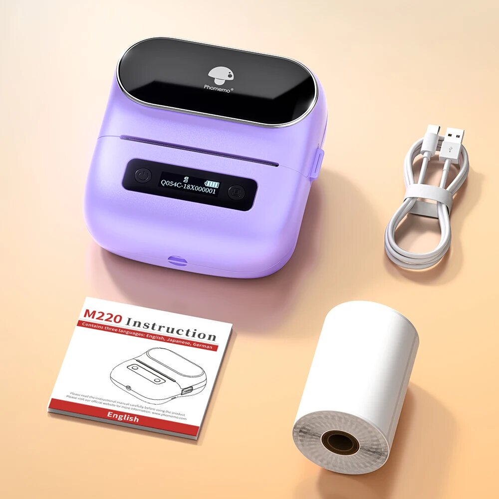 Термальный принтер этикеток Phomemo M220 purple printer