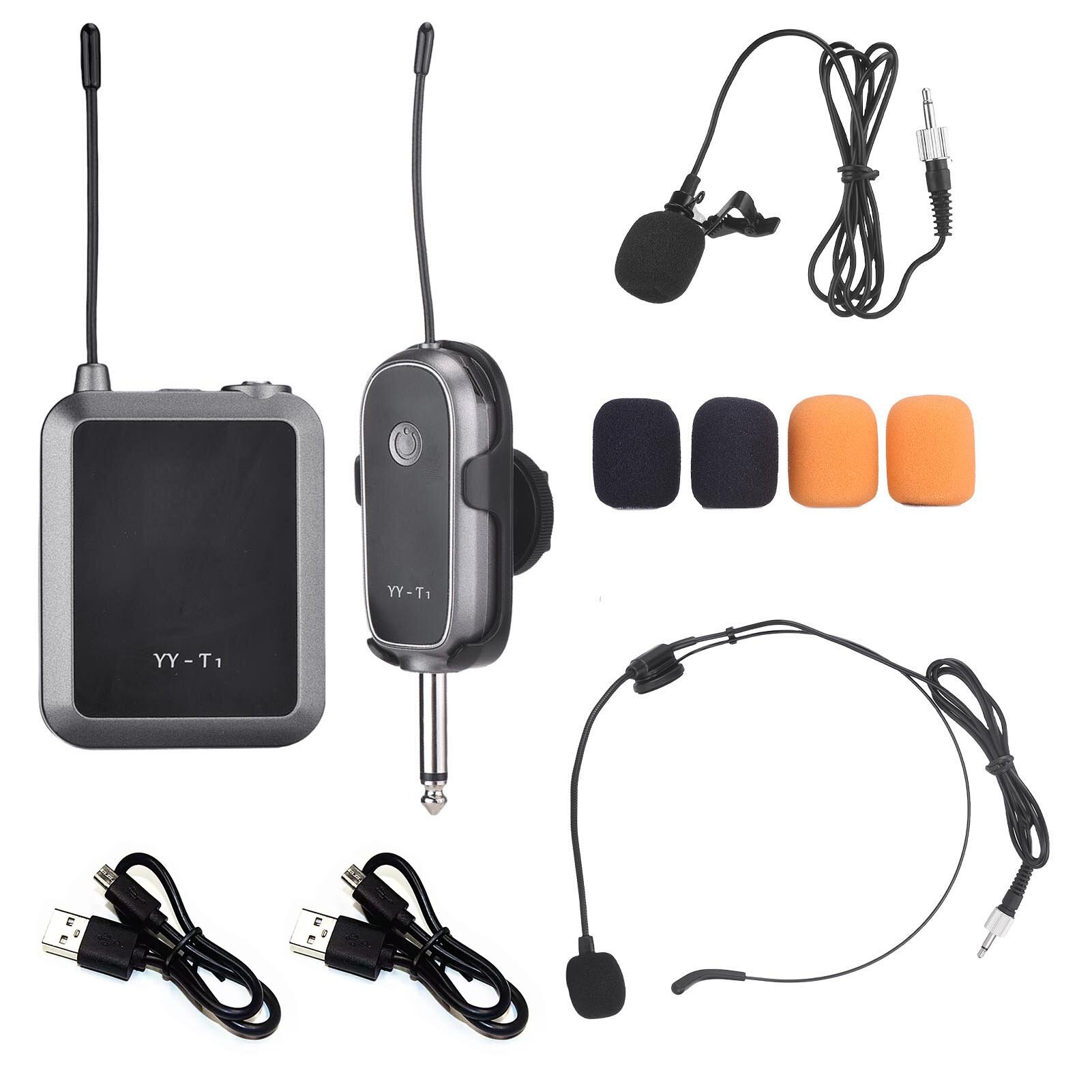 Беспроводная микрофонная система UHF MIC Kit с гарнитурой/зажимами MIC 32 Каналы по талии передатчика и приемник для обучения лекционной интервью Vlog Запись