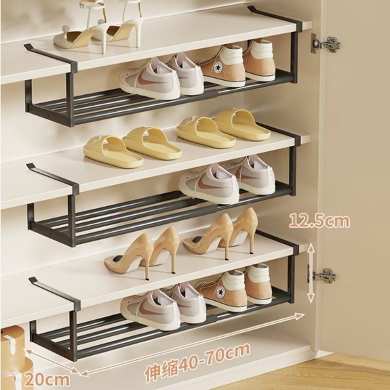 Обувная полка для домашнего использования, расширяемый шкаф для обуви с многоуровневыми полками, держатель для обуви с подвесными корзинами, простая в установке полка для организации обуви