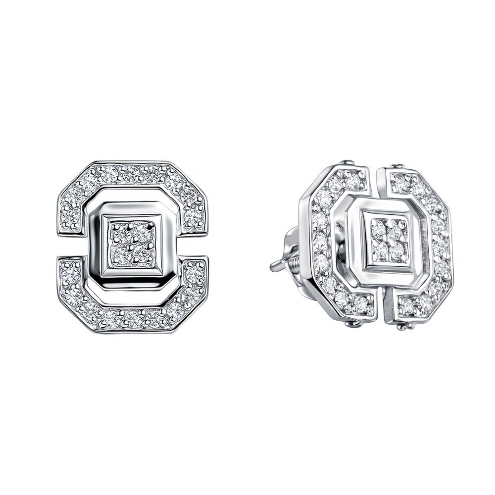 Серьги 585GOLD, серебро, 925 проба, родирование, фианит