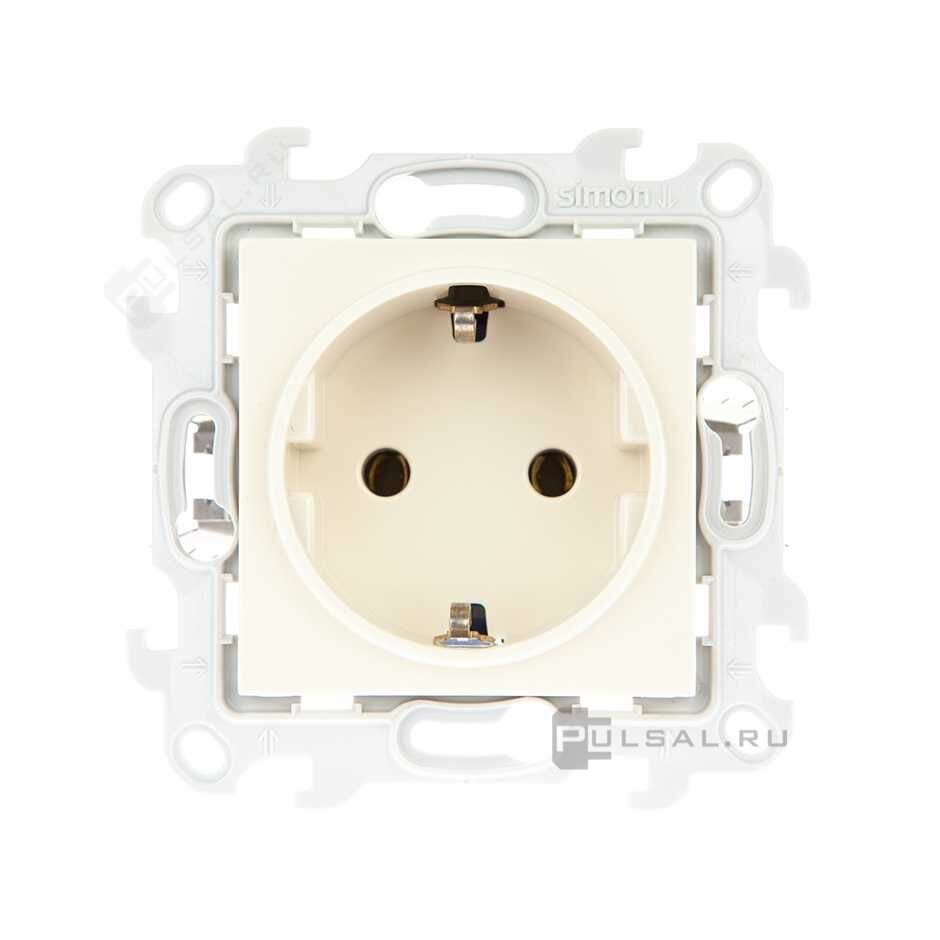 Розетка Push&Go Simon с заземляющим контактом без шторок пластмасса слоновая кость
