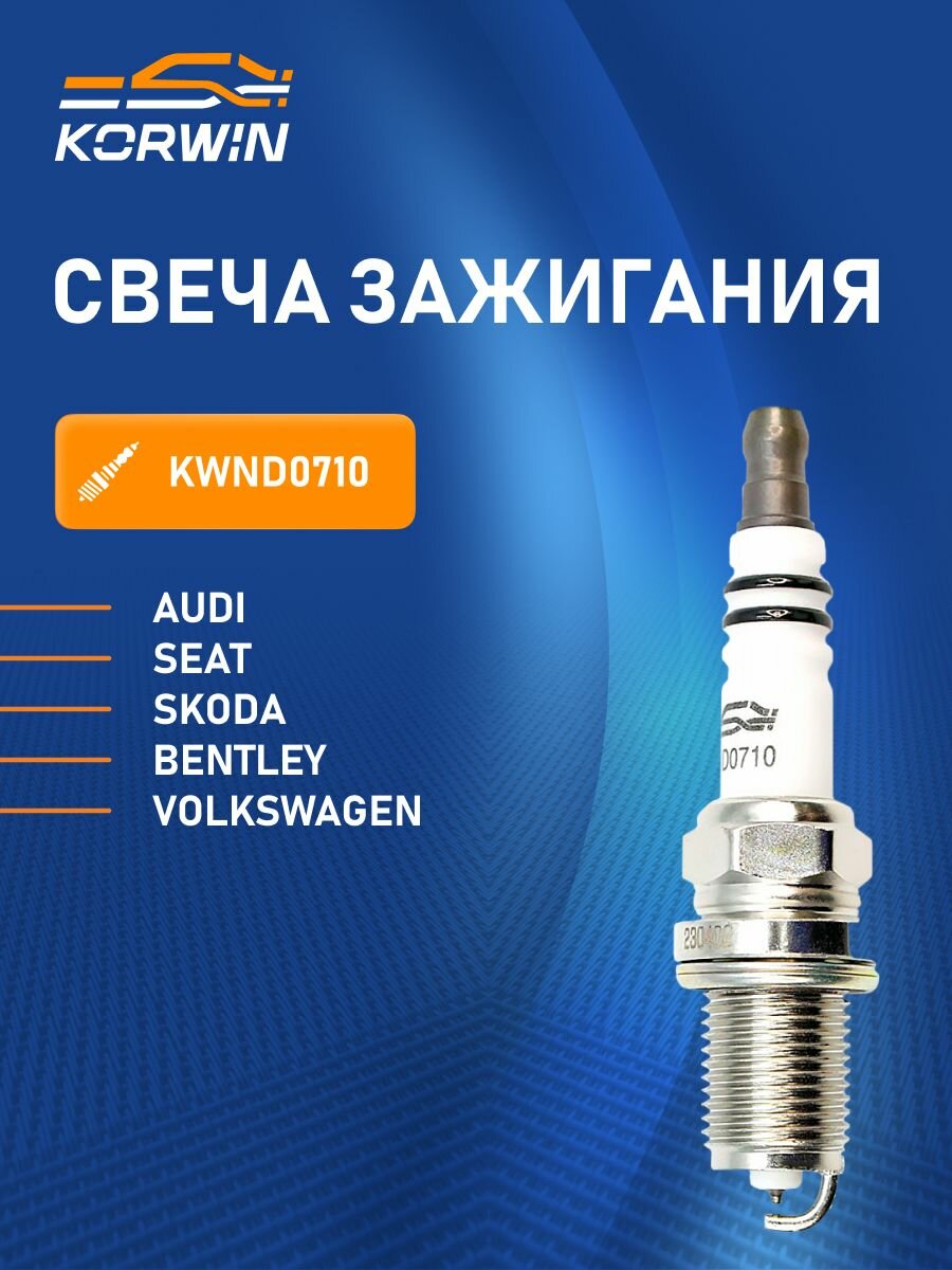 Свеча зажигания KORWIN KWND0710 (аналог PFR6Q) Double Platinum