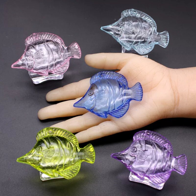 Акриловый прозрачный пластиковый кулон-имитация кристалла в виде голубого дельфина, морское животное, украшение для