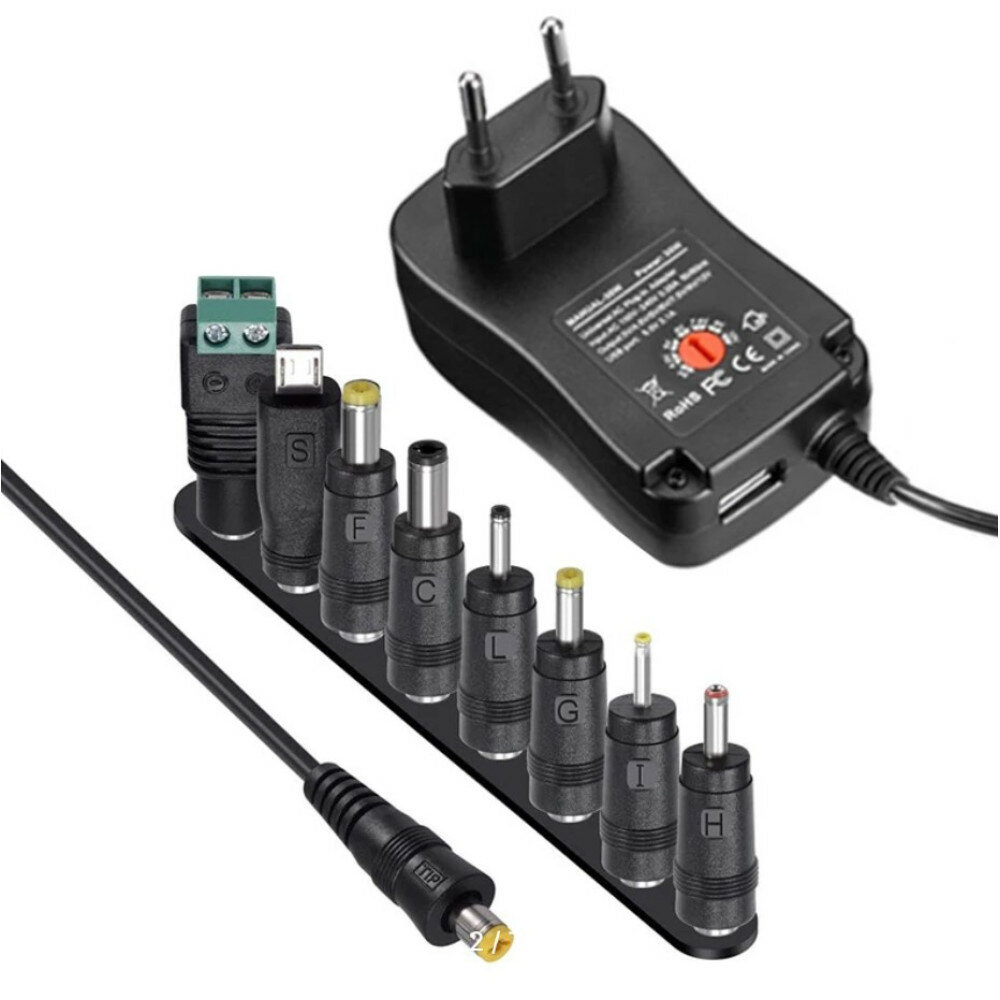 Блок питания 3V-12V 2.5A 30W (SY83122530) MicroParts, универсальный, регулируемый с насадками