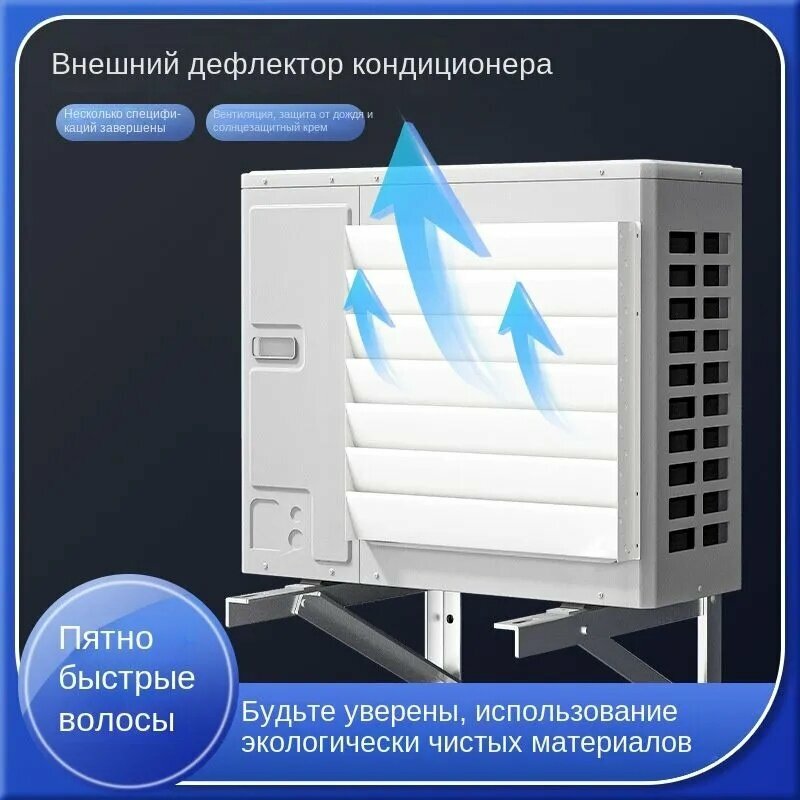 Защитная Панель с Регулятором Воздуха для Наружного Блока Кондиционера: Без Сборки, Изменение Направления Воздуха, Предотвращение Прямого Обдува, Обеспечение Отвода Тепла,450*450