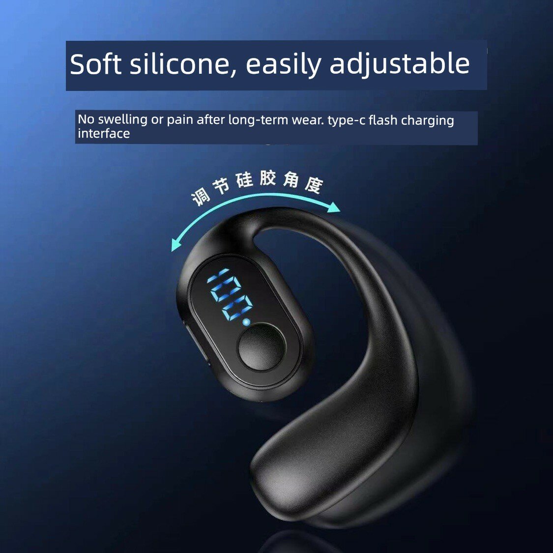 Беспроводные наушники Bluetooth Стандартный вариант с дисплеем, черный, батарея 5.0, умное шумоподавление