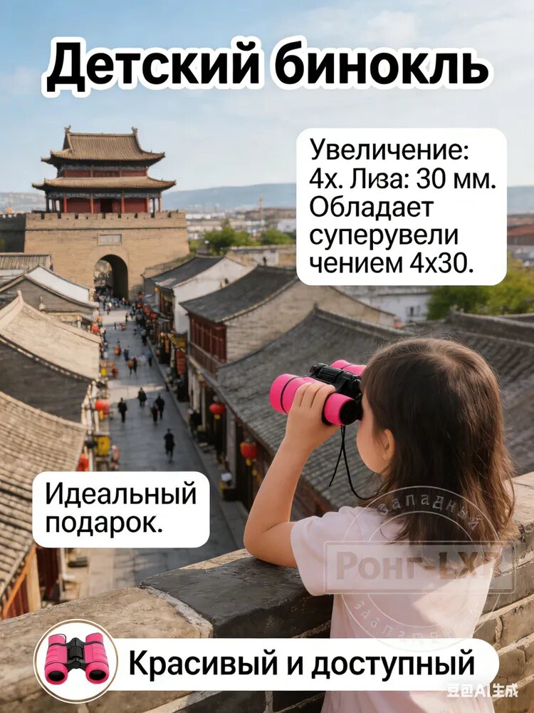 Игрушечный детский бинокль розового цвета с регулировкой для прогулок на природе