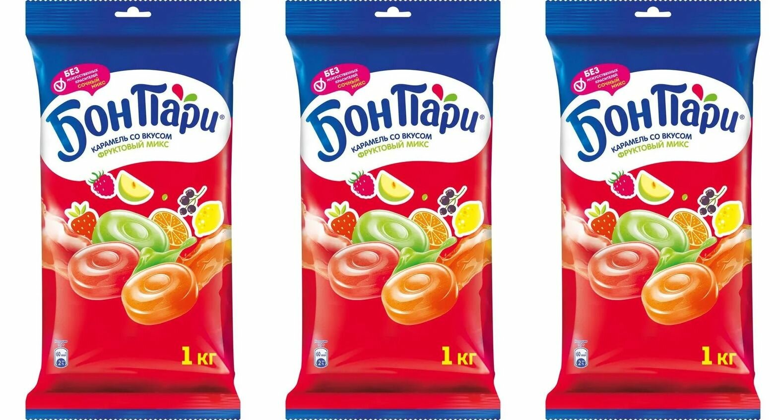 Бон Пари Леденцы Ассорти, 1 кг, 3 шт