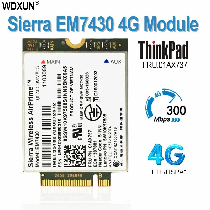 Модуль 4G LTE Sierra EM7430 для Lenovo ThinkPad FRU 01AX737