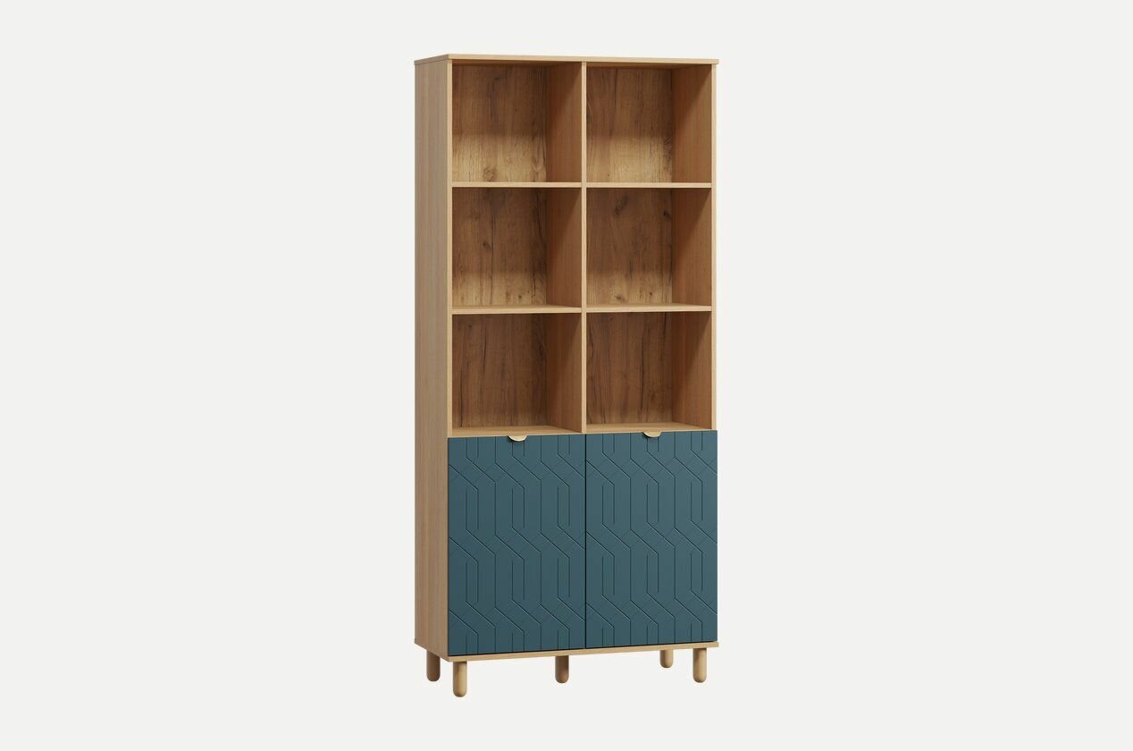 Стеллаж деревянный Divan.ru Теджонс, 93x205х40 см, Деко Аквамарин