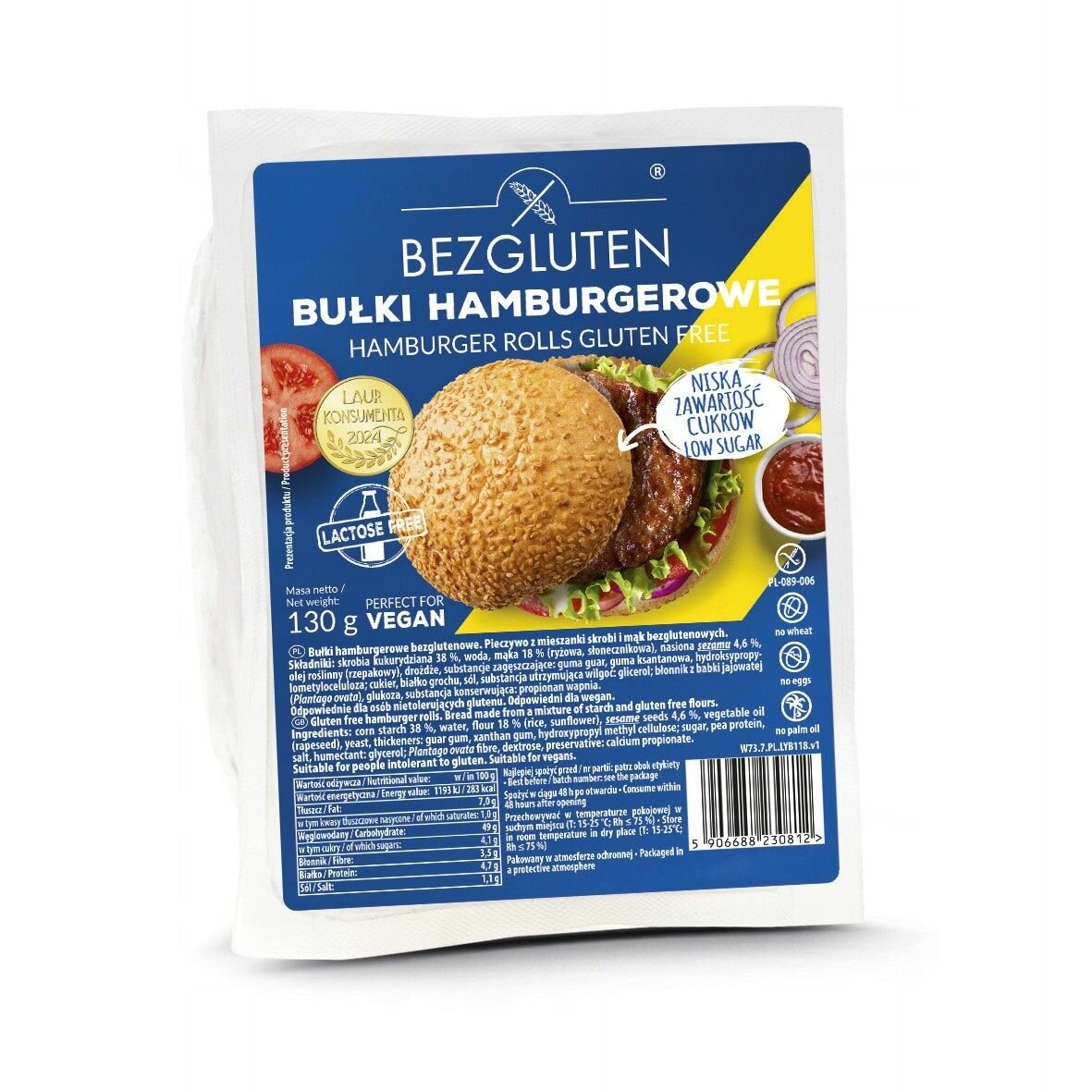 Безглютеновые булочки для гамбургеров Bezgluten, 5шт x 130г