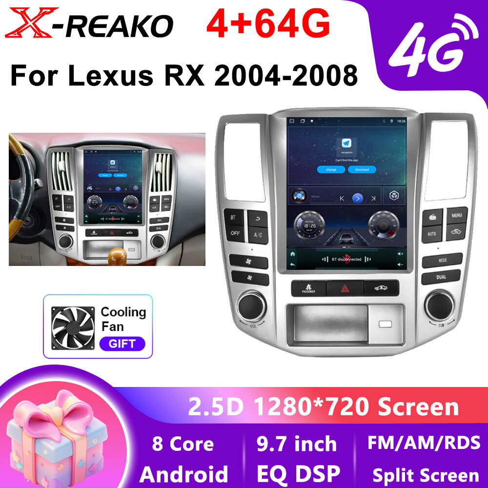 Штатное головное устройство для Lexus RX 300 330 350 400h 2003-2009 (BSJ) Tesla style 9.7 дюймов на Android 4G SIM DSP QLed)