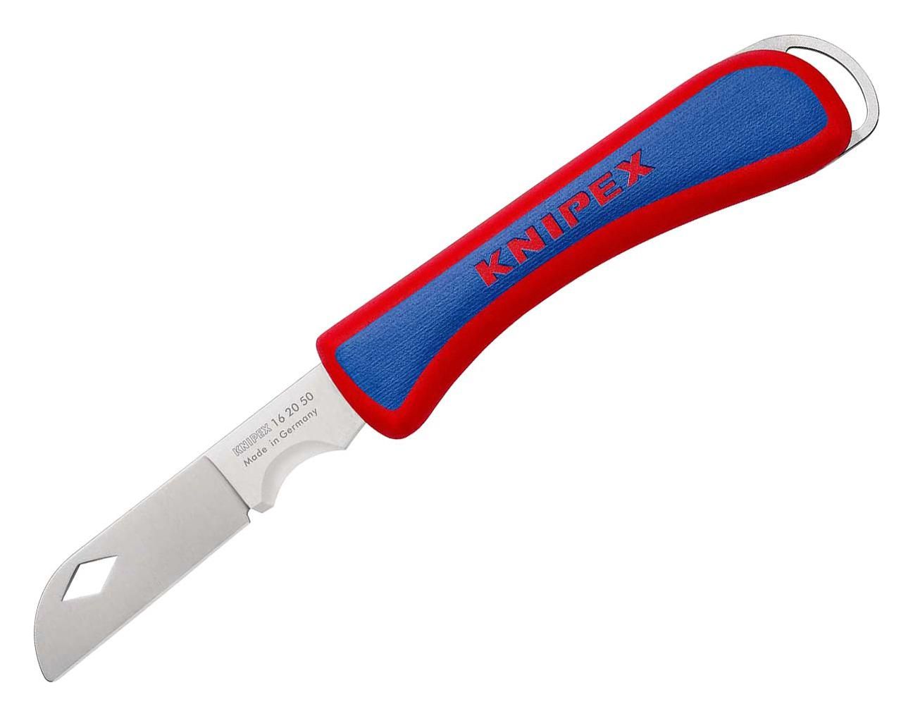 Складной универсальный нож KNIPEX 16 20 50 SB, компактный раскладной нож, лезвие из нержавеющей стали, для монтажа, ремонта, бытовых и профессиональных работ