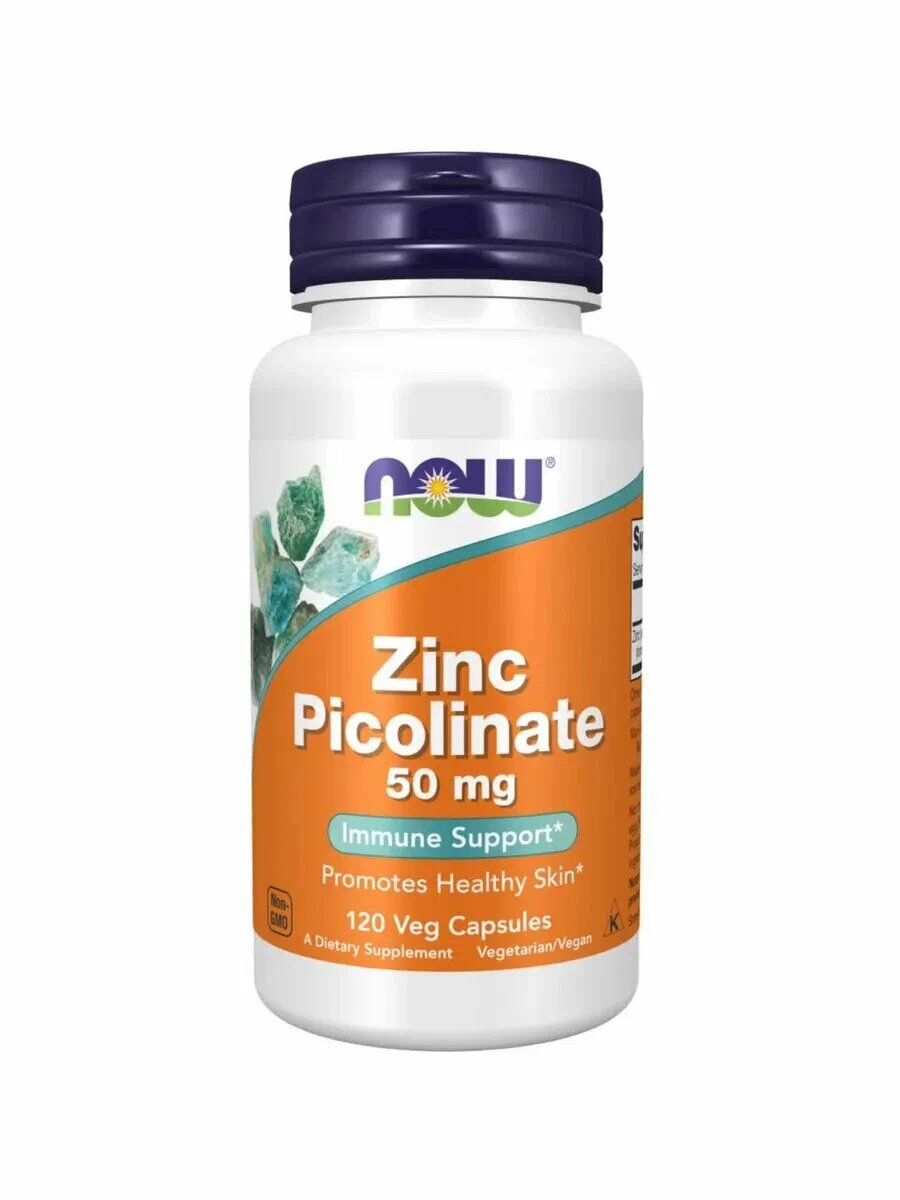 Цинк NOW Foods Zinc Picolinate 50 мг, 60 капсул, цинк пиколинат, БАД