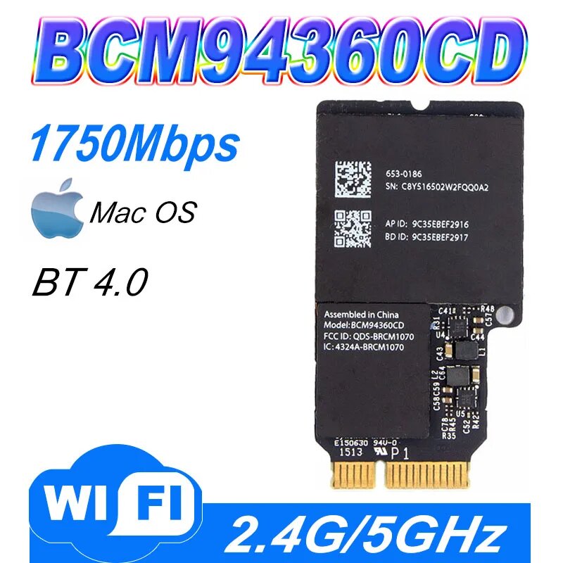 WDXUN для Broadcom BCM94360CD 802.11ac mini PCI-E WiFi WLAN Bluetooth 4,0 карта 1300 Мбит/с 4360CD
