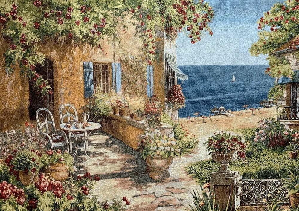 Панно гобеленовое на стену "Ривьера. Утренний чай", 105х68 см / Гобелен