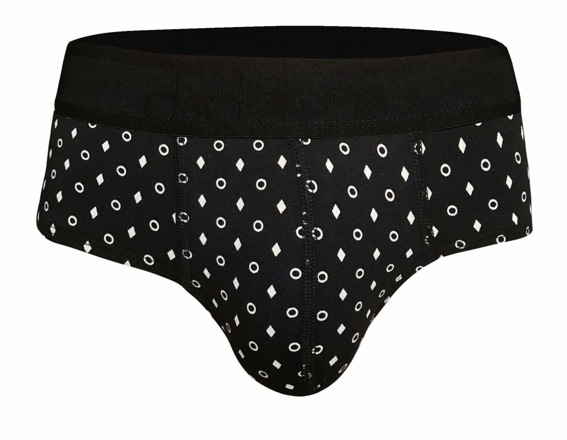 Трусы Черные хлопковые брифы с принтом и брендированной резинкой