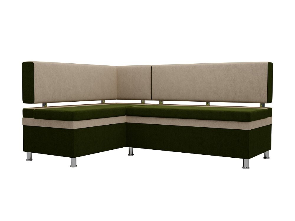 Кухонный диван Стайл угловой Бежево-Зеленый Микровельвет, 170х114х88 см, с ящиком для белья