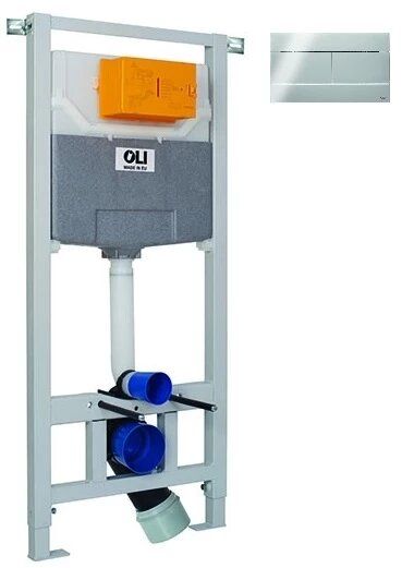 Инсталляция для унитаза OLI 120 Slim 100409mSL00 с кнопкой смыва, хром