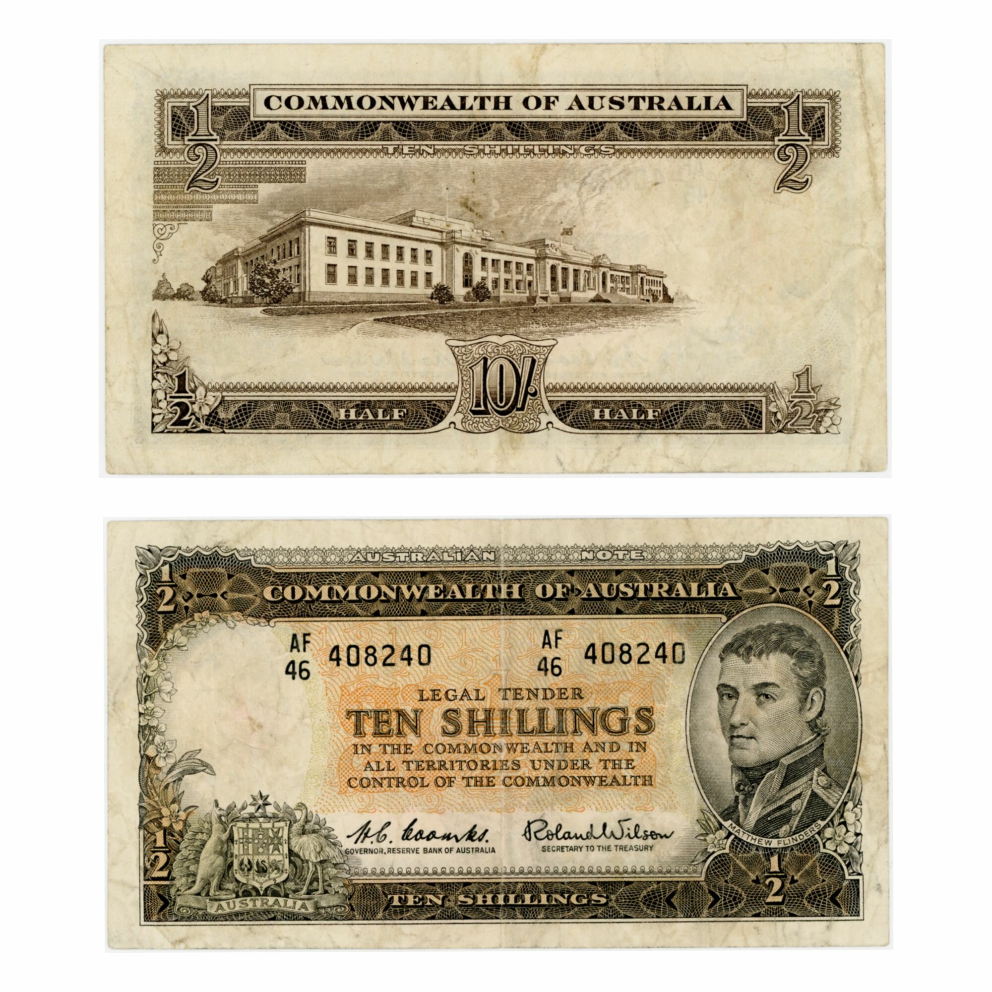 Банкнота Австралия 10 шиллингов 1961-1965 годы Very Fine (VF) Pick 33