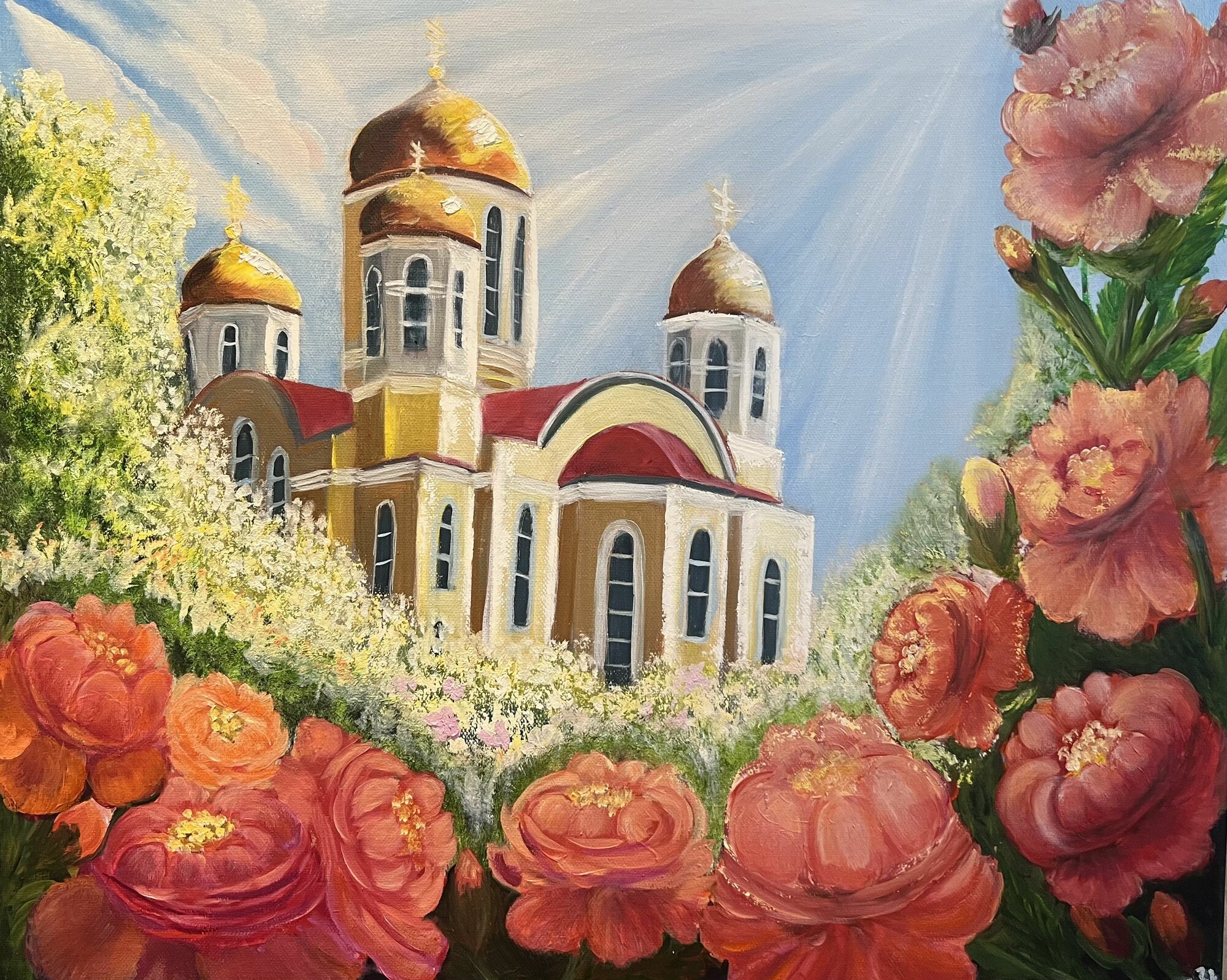 Картина маслом Северный Храм (Норильск), авторская интерьерная картина, размер 50*60