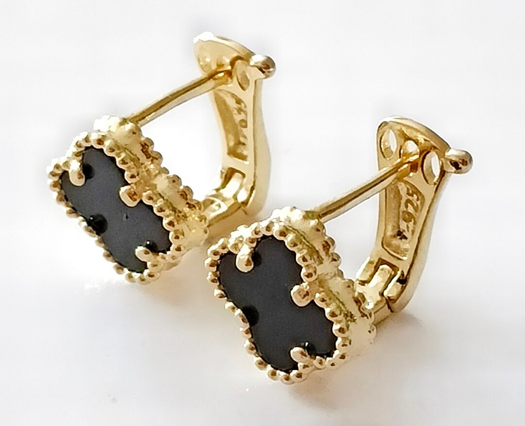 Серьги, серебро, 925 проба, золочение, оникс синтетический