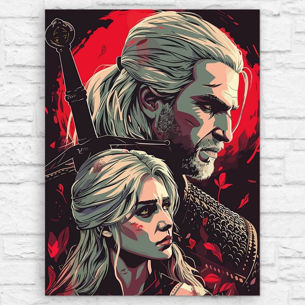 Картина по номерам на холсте игра Witcher 3 (Дикая охота, PS, PC, Xbox) - 15176 В 30x40