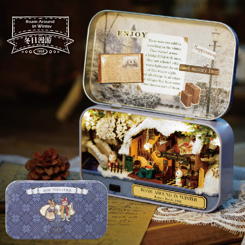 Zhiqiwu DIY Миниатюрный Домик Коробка Театр Мини Арт Домик Деревянный DIY Ручная Сборка Маленький Домик Креативный Подарок